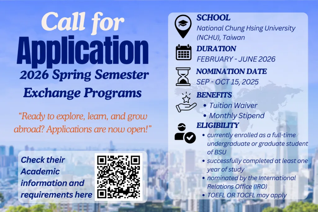 📢 CALL FOR APPLICATIONS - 2026 Spring Semester Exchange Programs | BSU ...